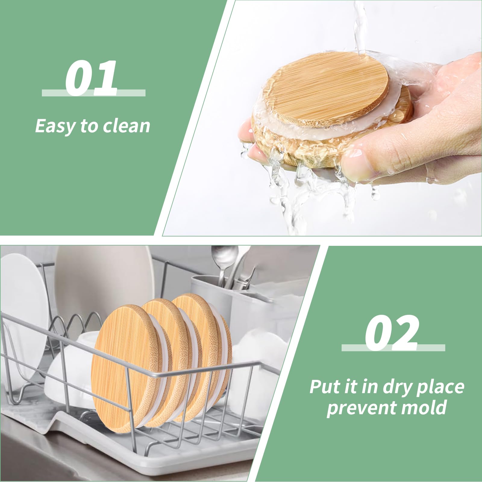 Oui Yogurt Jar Lids - Oui Lids- Natural Bamboo Wood with Silicone Sealing Rings, For 5 Oz Oui Yogurt Jars (12 Pack)