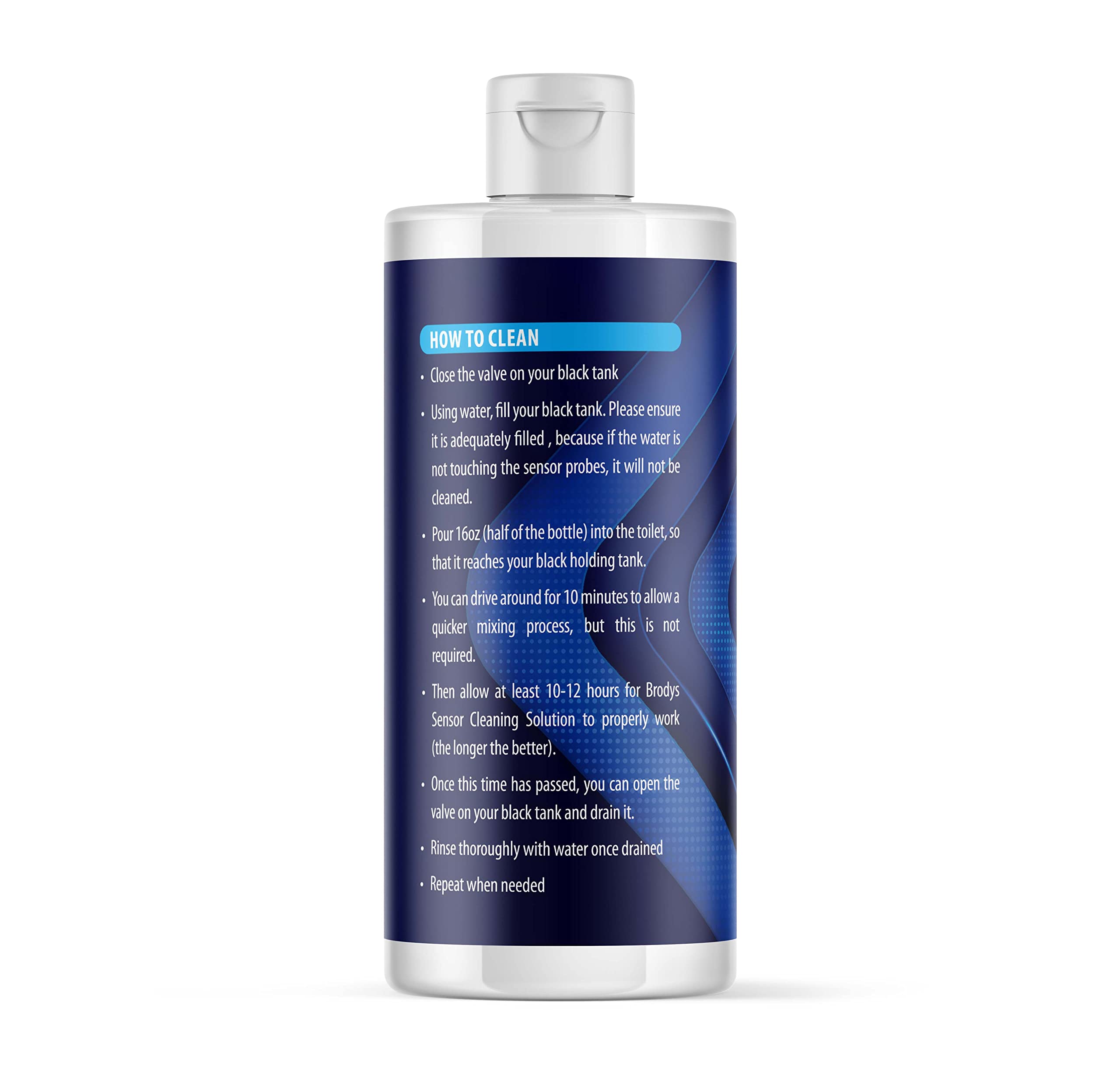 BRODYS - RV and Marine Sensor Cleaner Liquid for Black Water Holding Tanks (Fix your sensors, Clear clogs and toilet back ups, bio-enzymatic formula) 32oz