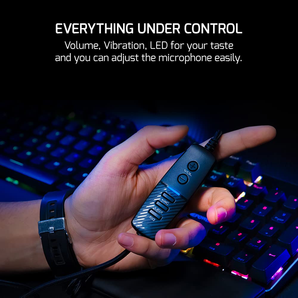 GAMEPOWER Kizaru USB Gaming Headset - 7.1 Virtual Surround Sound, Wired RGB Led Headphones with 53MM Drivers, Comfort Design, 360 Spatial Audio, Noise Cancelling Mic PC, Laptop, Black