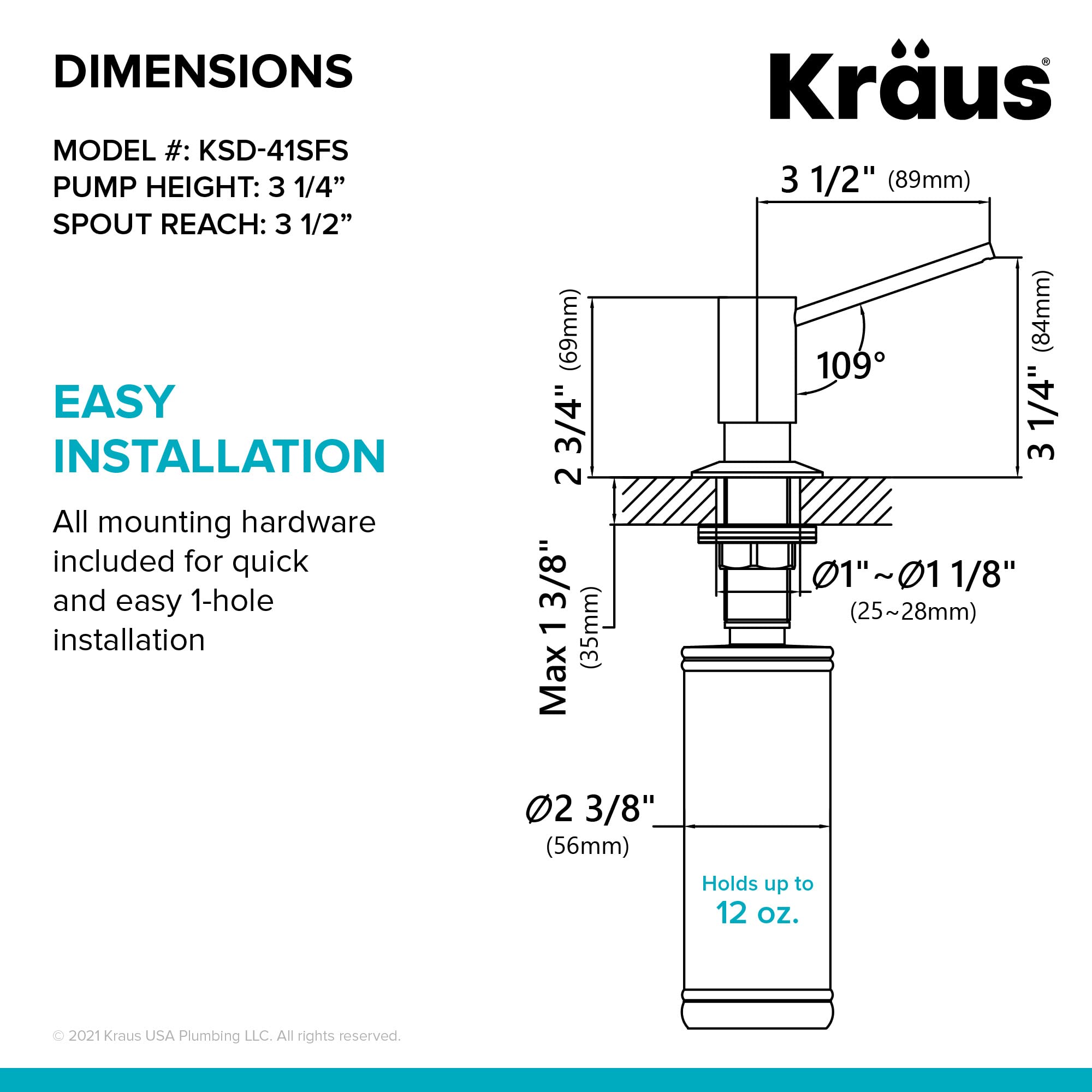 KRAUS Kitchen Soap and Lotion Dispenser in Spot Free Stainless Steel, KSD-41SFS