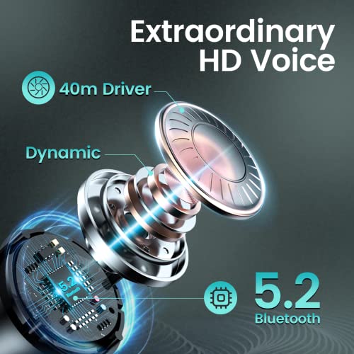 Bluetooth Headset V5.2, Wireless Headset for PC with AI Environmental Noise Cancelling Microphone (ENC), 2.4G USB Adapter, 55Hours Playtime, Stereo, Calls/Music Mode, On Ear Computer Headphones