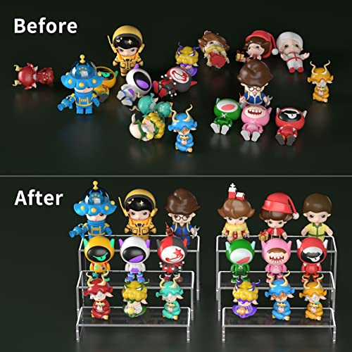 HIIMIEI Acrylic Display Riser, 6 Pcs 9" Large Acrylic Risers, Clear Rectangular Display Shelf for Cupcake Stand, Collectibles Display and Retail Showcase, Tiered Display Stand for gemstone, curio, Anime figurines