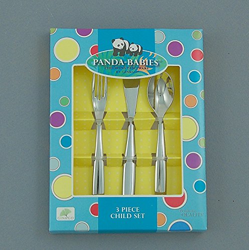 Ginkgo International Panda Baby Stainless Steel 3-Piece Child Set, Charlie