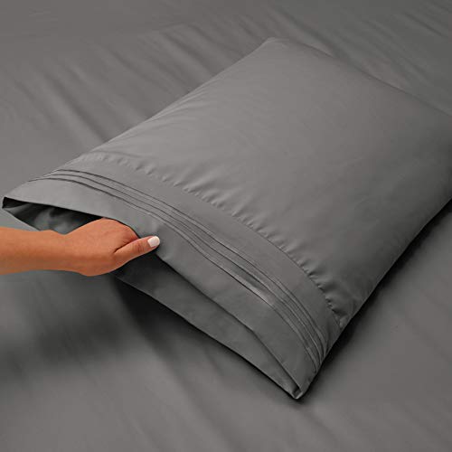 Clara Clark California King Sheets Set, Deep Pocket Bed Sheets for Cal King Size Bed - 4 Piece Bed Sheet Set, Extra Soft Bedding Sheets & Pillowcases, Charcoal Gray Sheets Cal King