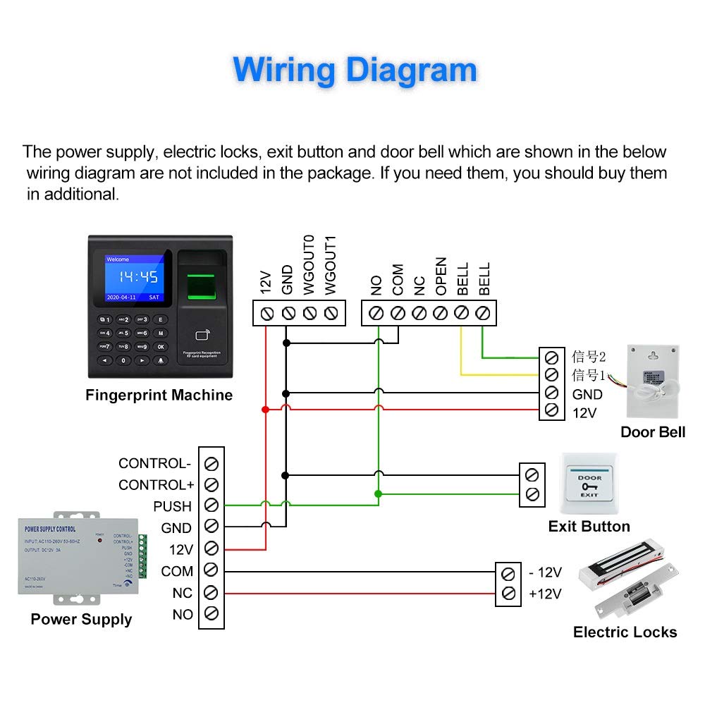 LIBO Intelligent Biometric Fingerprint Time Attendance Machine Time Clock Recorder Employee Check-in Device Access Control Keypad with RFID Key fobs