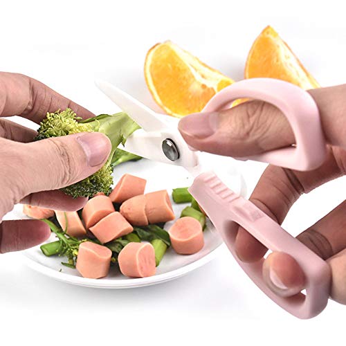 Ceramic Scissors,Healthy Baby Food Scissors with Cover Portable Shears (Yellow)