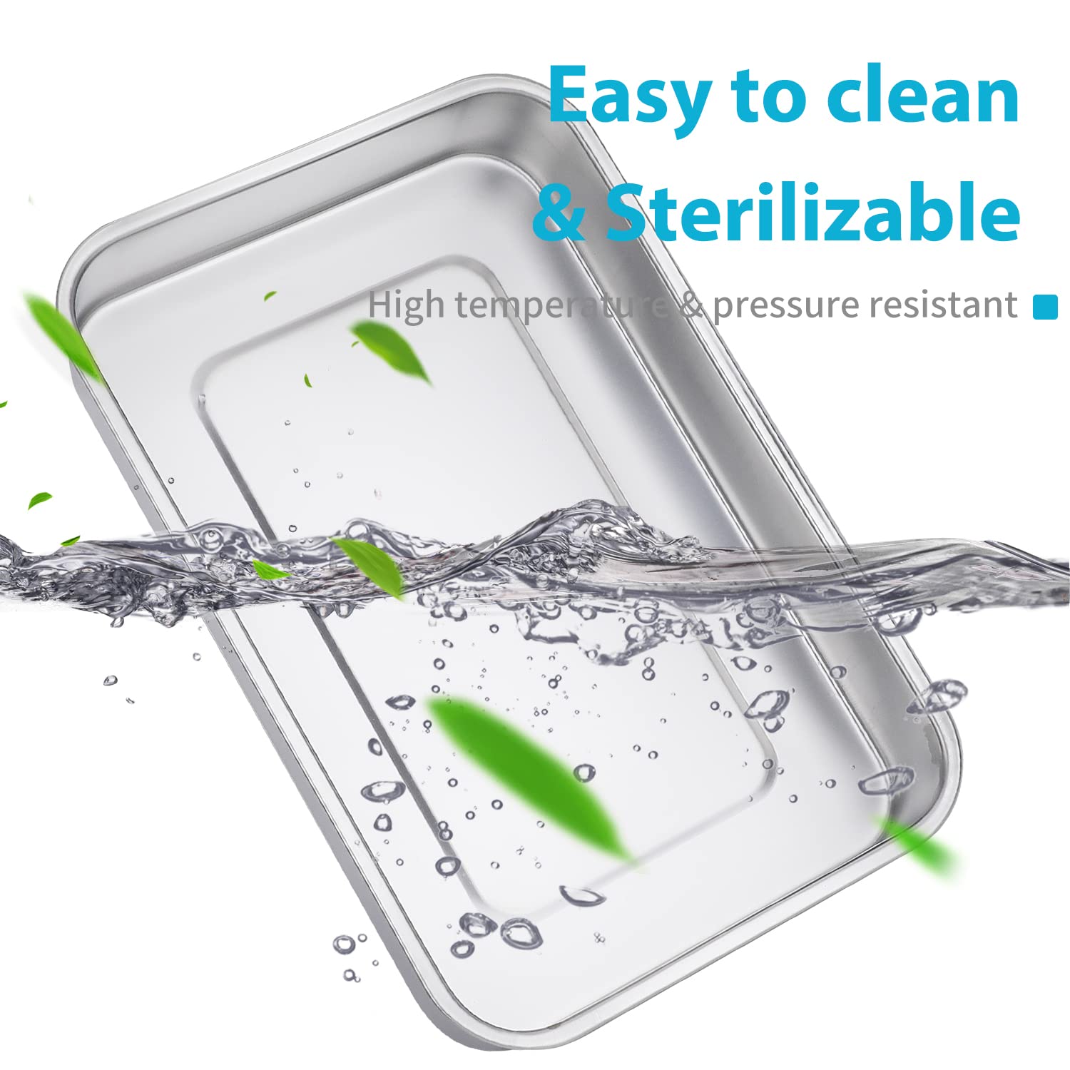 Medical Surgical Trays Stainless Steel Dental Instruments Tray Organizer Holder Sterilization Plate Trays boxs with Lid & Handle Grip 2 Sizes…