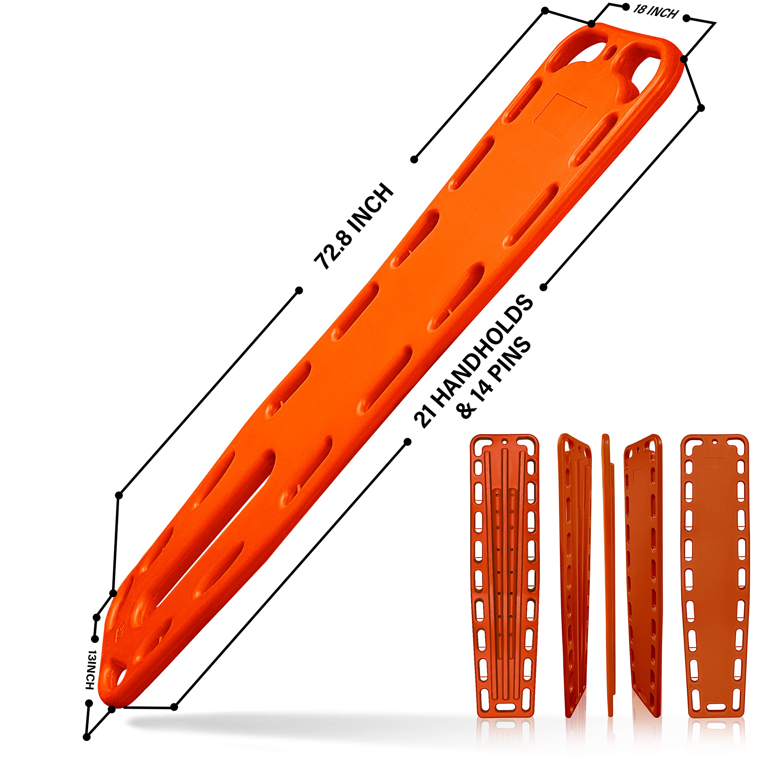 SURGICAL ONLINE First Responder EMT Backboard Spine Board Stretcher Immobilization with Head Bed and Spider Straps - Gift EMT Trauma Bag … (Orange)