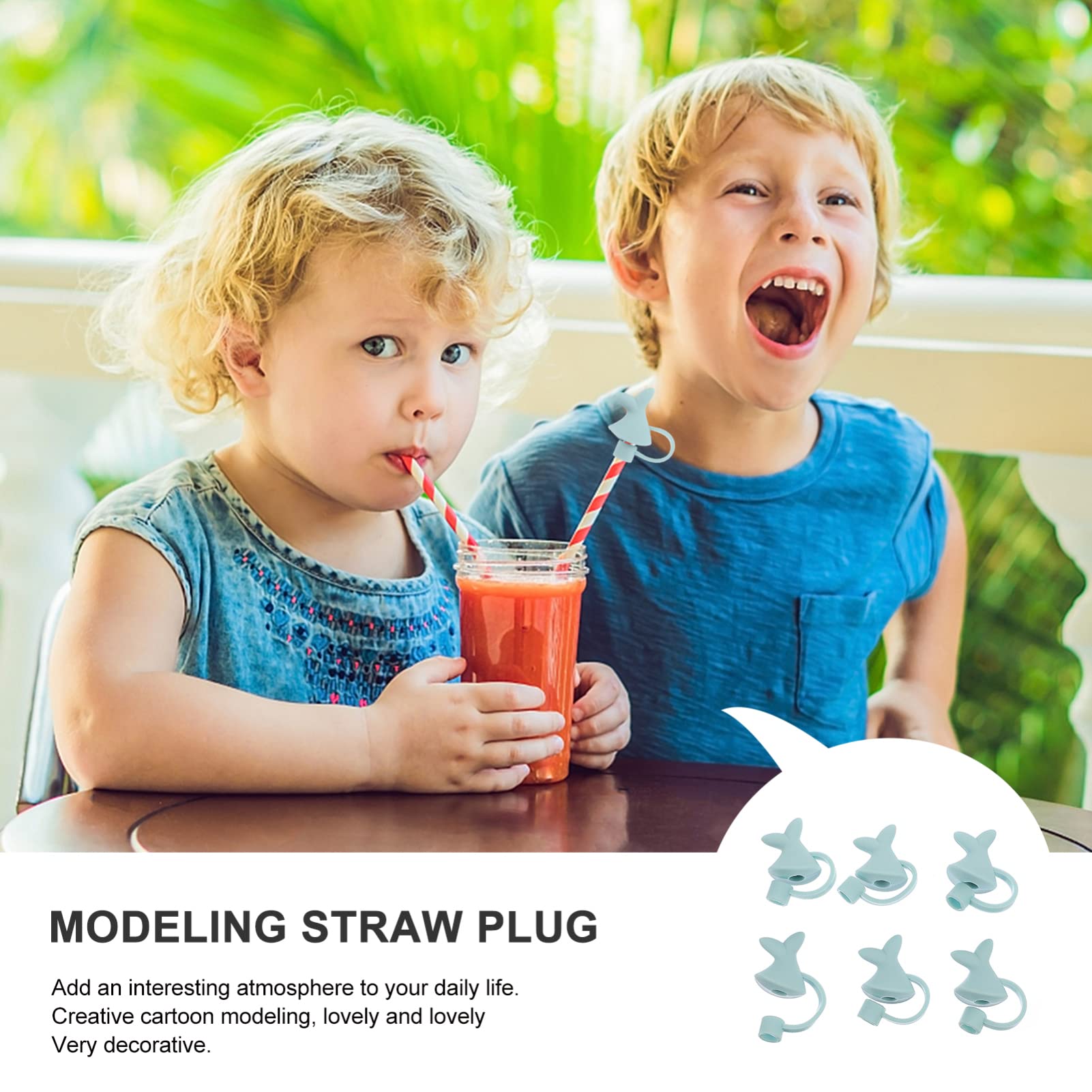 Amosfun 6Pcs Silicone Straw Tips Cover Cute Straw Cover Cap Straw Toppers Dolphin Tail Straw Cap Cover Straw Plug for Drinking Straws Party Gifts
