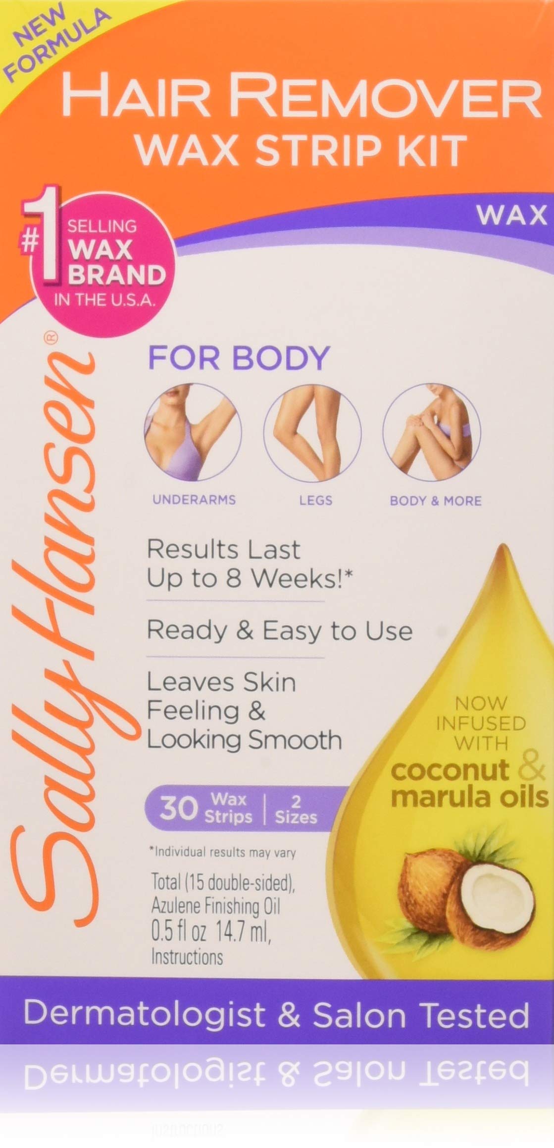 Sally Hansen Hair Remover Wax Strip Kit Body/Leg/Arm/Bikini, (Pack of 2)