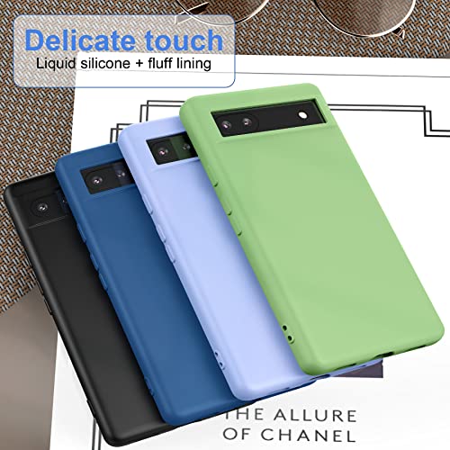 Foluu Silicone Case for Google Pixel 6A, Pixel 6A Liquid Gel Rubber Bumper Case with Soft Microfiber Lining Cushion Slim Hard Shell Shockproof Protective Cover for Google Pixel 6A 2022 (Purple)