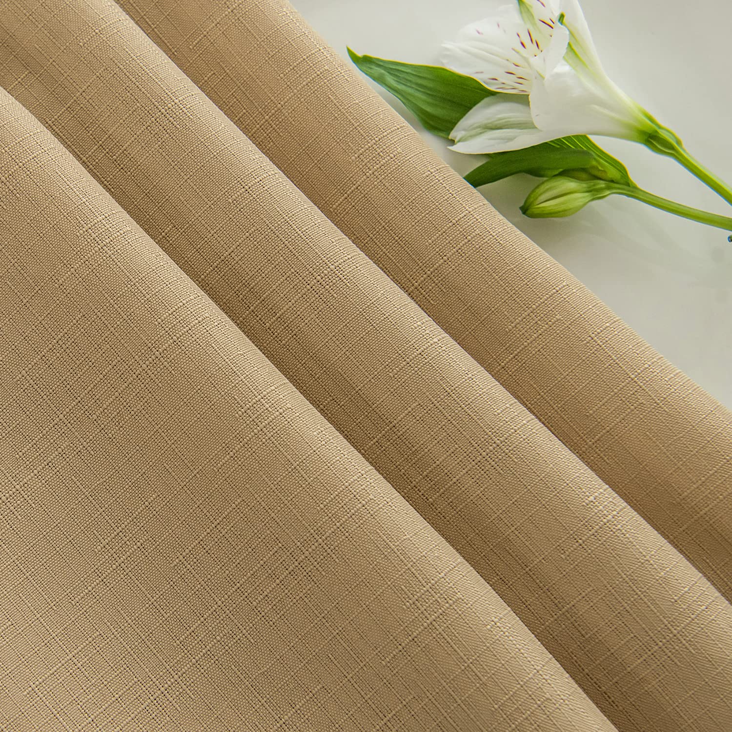 maxmill Rectangle Slubby Textured Tablecloth Waterproof Spillproof Wrinkle Free Table Cloth, Kitchen Dining Tabletop Decoration, Fabric Table Cover for Holiday Dinner Parties, 52 x 70 Inch, Beige