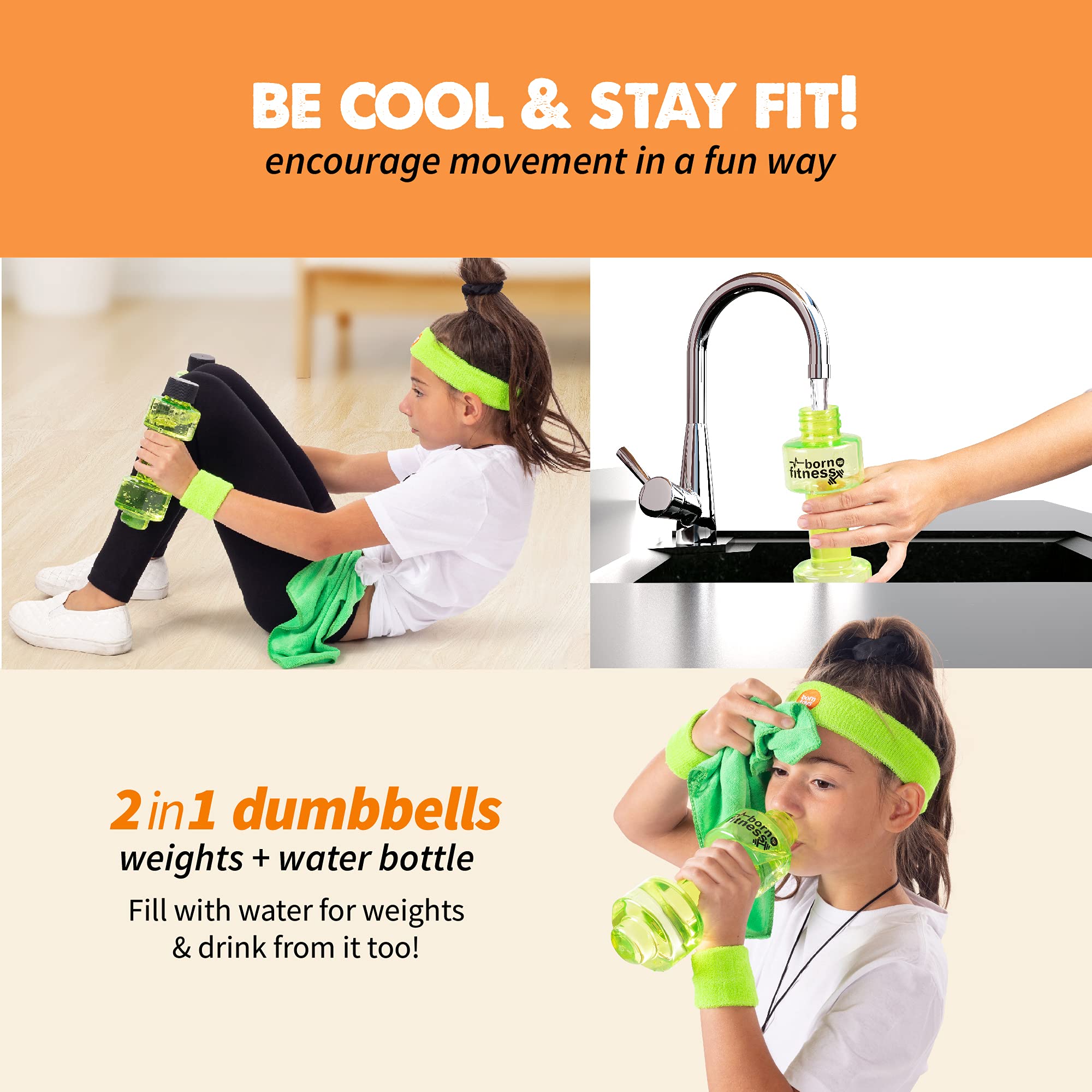 Born Toys Complete Kids Exercise Equipment Set for Ages 5 & up, Kids Workout Equipment