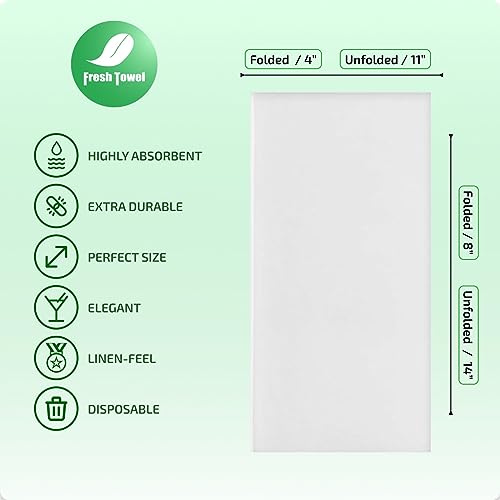 Fresh Towel Folded Disposable Hand Towels for Bathroom | Single-Use Hand Paper Towels for Bathroom Guests, 1/6 Folded | Soft and Absorbent Disposable Napkins - 100 Count (2 Bags of 50 Cloths) Folded
