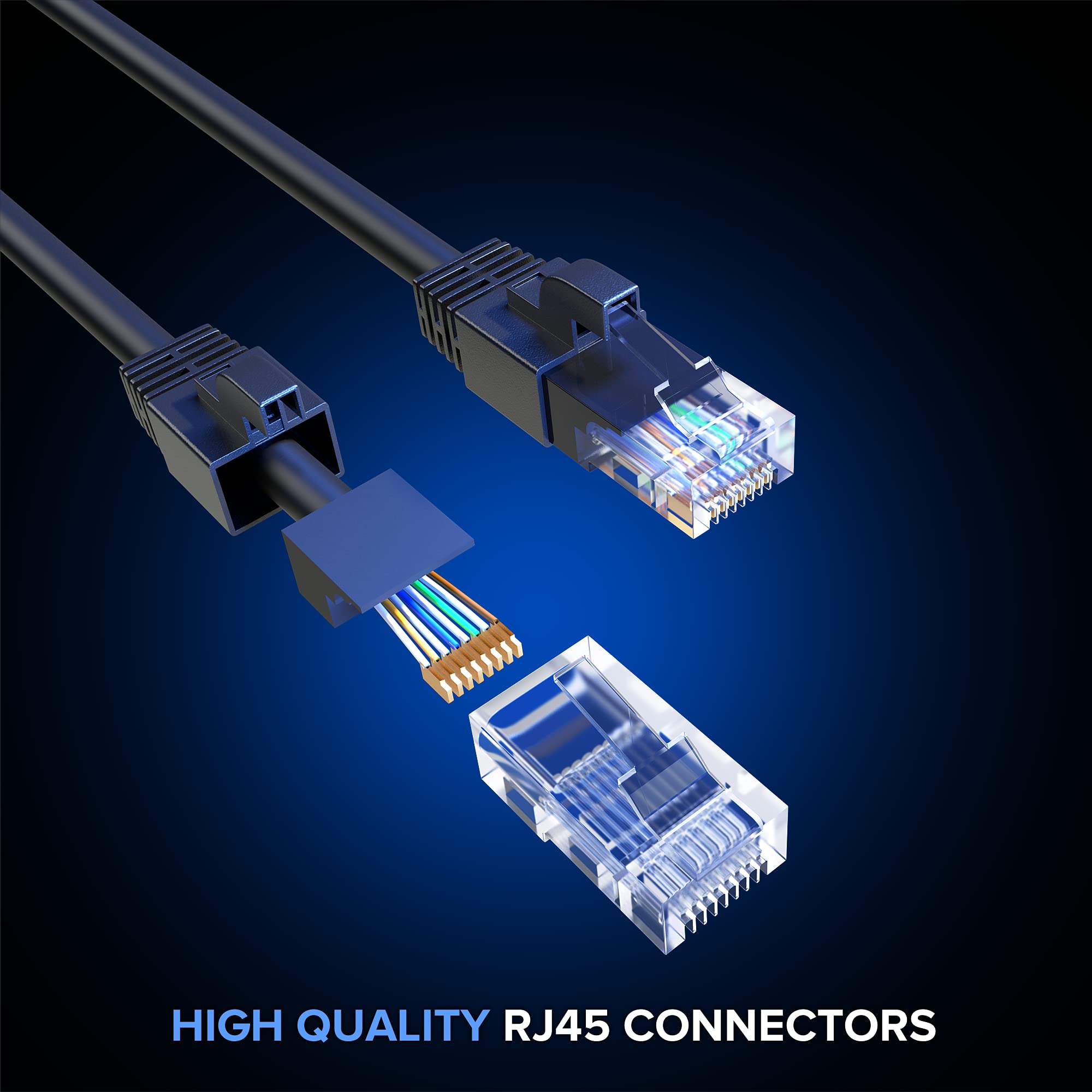 Maximm Ethernet Cable 200 ft CAT6 High Speed Internet Network LAN Cable Cord, Outdoor Waterproof (Black)