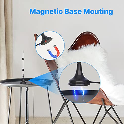 Hiseeu 2.4GHz 7dBi 5XRange WiFi Booster Antenna +10ft Magnetic Base, WiFi Antenna Extension Cable w/RP-SMA Male Connector(No Pin) for WiFi Security Camera/WiFi Router/Wireless Network Card/USB Adapter