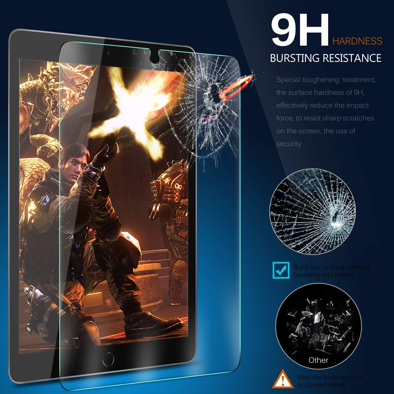 TiKeDa 3 Pack Screen Protector for iPad 9th Generation 10.2 Inch iPad 8/7th Gen, Tempered Glass for iPad 9 8 7 (2021/2020/2019) -Model A2602/A2603/ A2270/A2428/ A2197/A2198/A2201