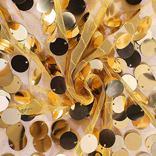 BalsaCircle 20 feet x 10 feet Gold Big Payette Sequin Backdrop Drapes Curtains - Wedding Ceremony Party Photo Booth Home Windows