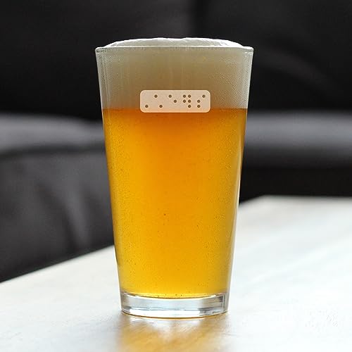 Braille Cheers Pint Glass for Beer - Fun Braille Gifts for Braille Teachers and Visually Impaired or Blind Braille Readers - 16 Oz Glasses
