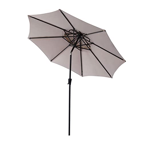 FLAME&SHADE 9 ft Double Top Outdoor Market Patio Table Umbrella with Tilt, Beige