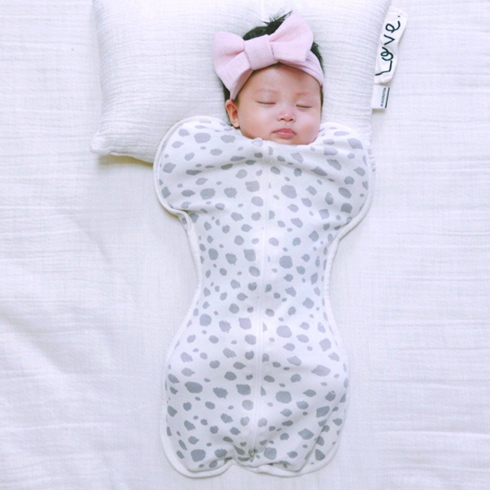 Organic Cotton Zipper Swaddle Blanket Snug Breathable Easy to use for Small Baby (Ribbon, 0-3m, Summer Season)