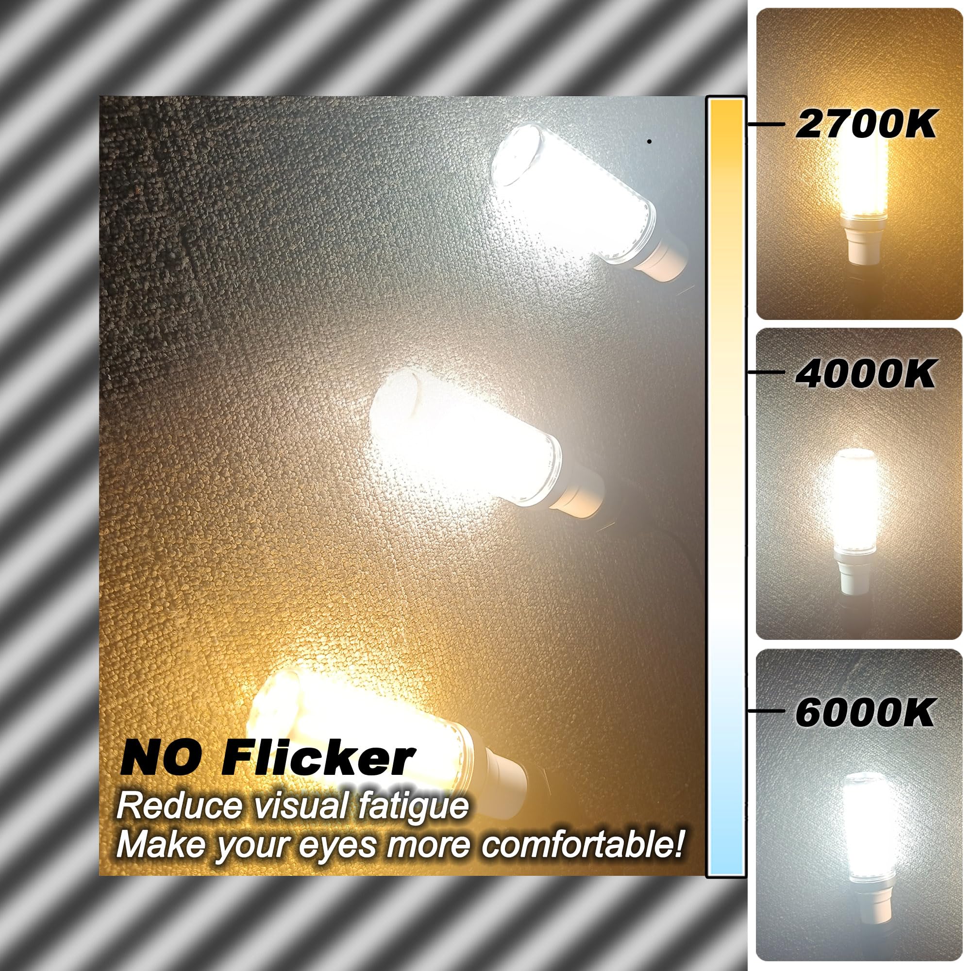Big 1.77x 6.1 inch, E12 200w Equivalent LED Candelabra Bulbs C7,6000K Daylight Bright White,3000 lm T6 E12 20W LED Chandelier Light Bulbs for Ceiling Pendant Lighting Floor Lamp,Non-dimmable,3 Pack