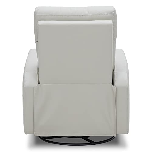 CHITA Genuine Leather Power Swivel Glider Recliner Chair,USB Charge Manual Headrest Double Layer Backrest Truck armrest Recliner Chair Sofa for Living Room and Nursery-Light Grey