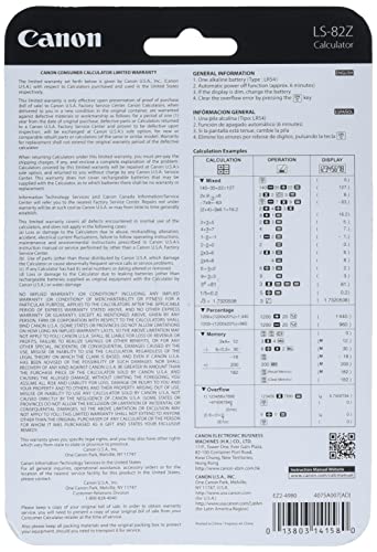 Canon LS-82Z Handheld Calculator, White
