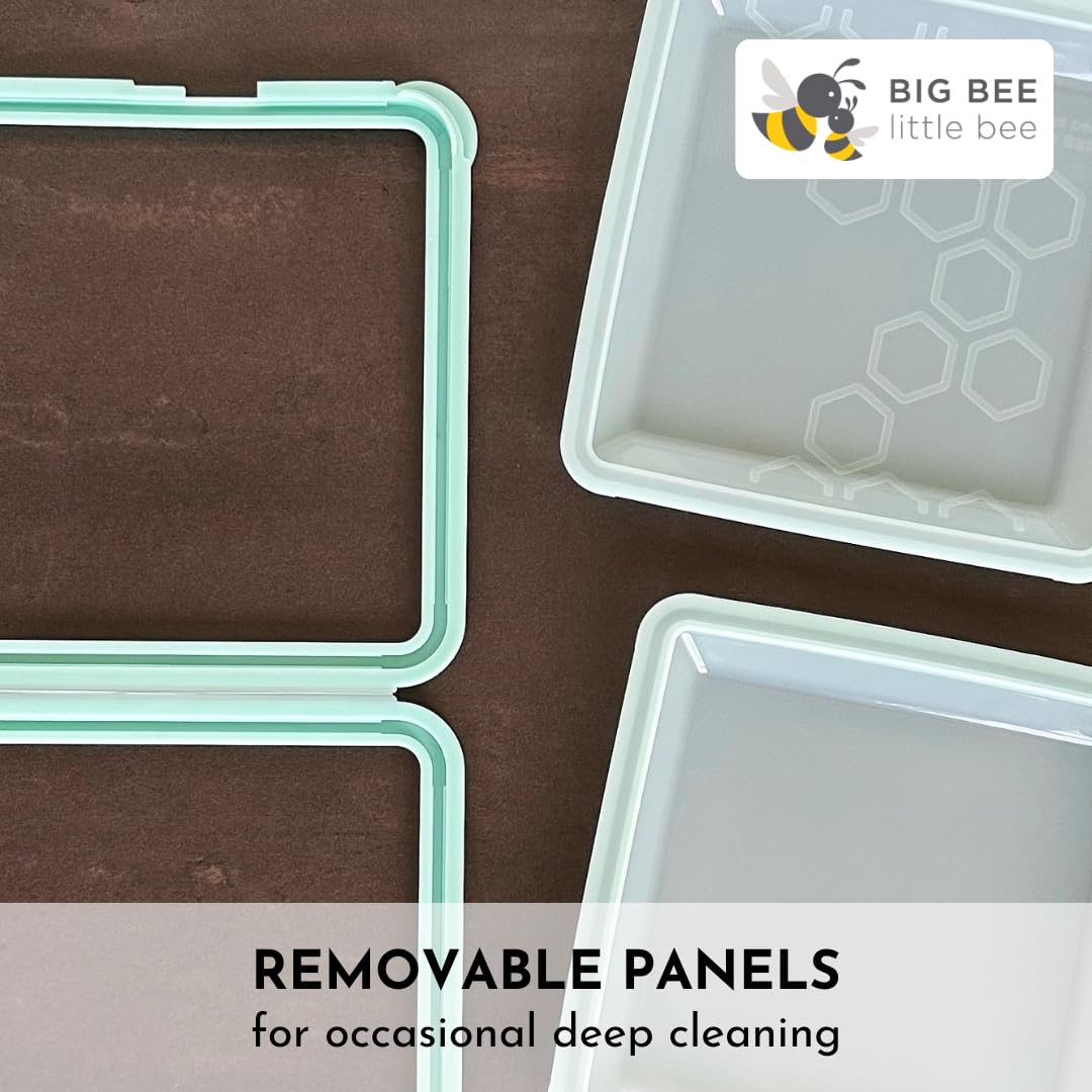 Big Bee, Little Bee - SoftShell Reusable Silicone Food Storage Container with Lid, Easy to Clean, Lays Flat, Snaps Closed, Microwave, Freezer & Dishwasher Safe, As Seen on Shark Tank (Lime)