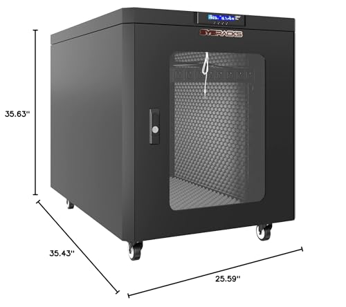 Soundproof Server Rack Quiet - Acoustic Sound Proof Server Cabinet - Up to 36% Noise Reduction - Locking Server Enclosure - Silent Networking Cabinet - Noise Sound Dampening Box (15U)