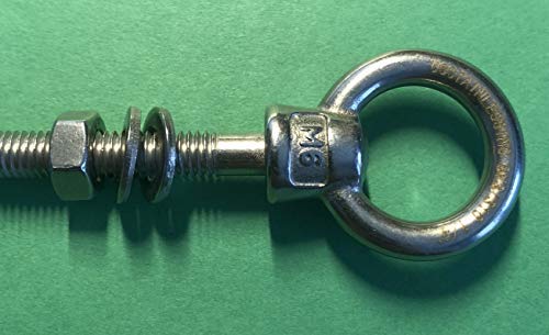 US STAINLESS 2 Pieces Stainless Steel 316 (Shape Type 307) M6 Lifting Eye Bolt 6mm x 80mm Marine Grade