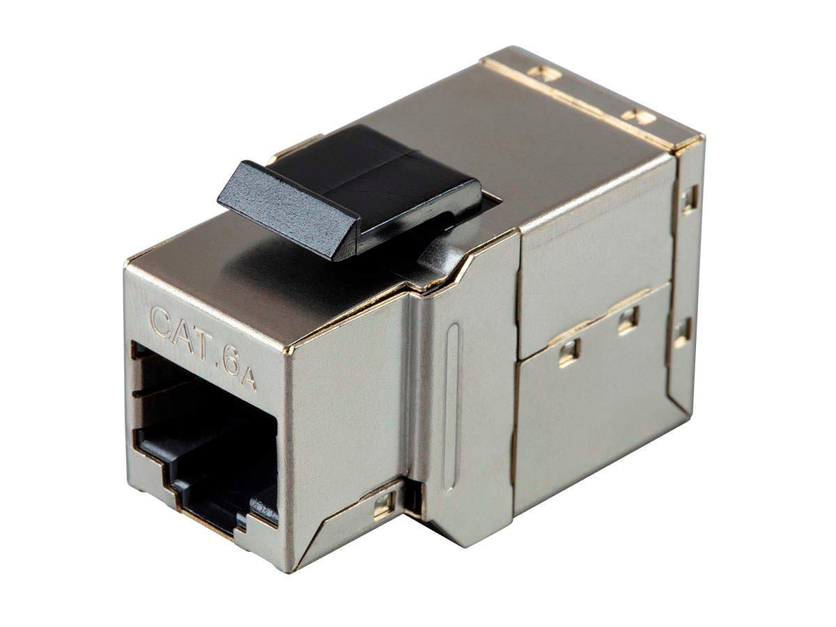Monoprice Shielded Straight Through Cat6A RJ45 Keystone in-Line Coupler - 10G, Use for Networking As an Extender Between Two Patch Cables, Silver