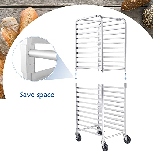 HARDURA 20 Tier Bun Pan Rack, Bakery Rack with Casters, NSF Home Commercial Kitchen, Aluminum Storage Cooling Sheet Pan Rack,20"x26"x69"H