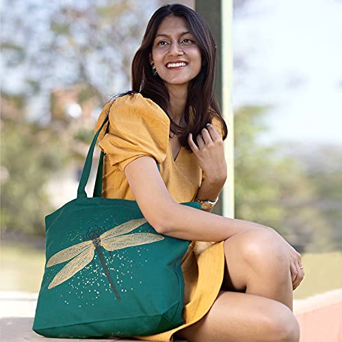 Canvas Tote Bag with Zipper, Eco-Friendly Large Travel Tote Bags for Women for Shopping, Work & Beach