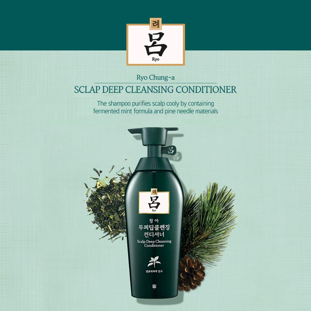 Ryo Scalp Deep Cleansing & Cooling Conditioner 500ml (16.9oz) Excess sebum care, For smelly scalp, Fermented mint and other natural ingredients, Anti- Dandruff treatment