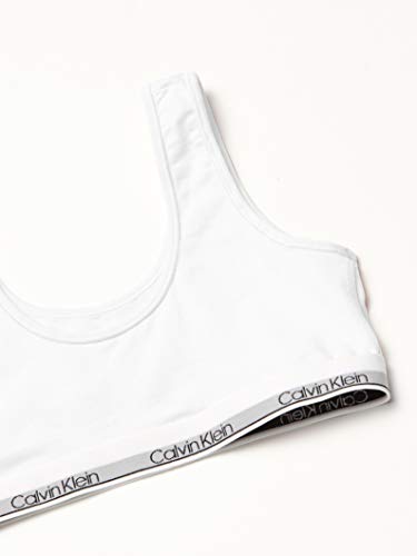 Calvin Klein Girls' Little Kids Modern Cotton Bralette, Multipack & Single, 2 Pack-Black with Logo, White, X-Large