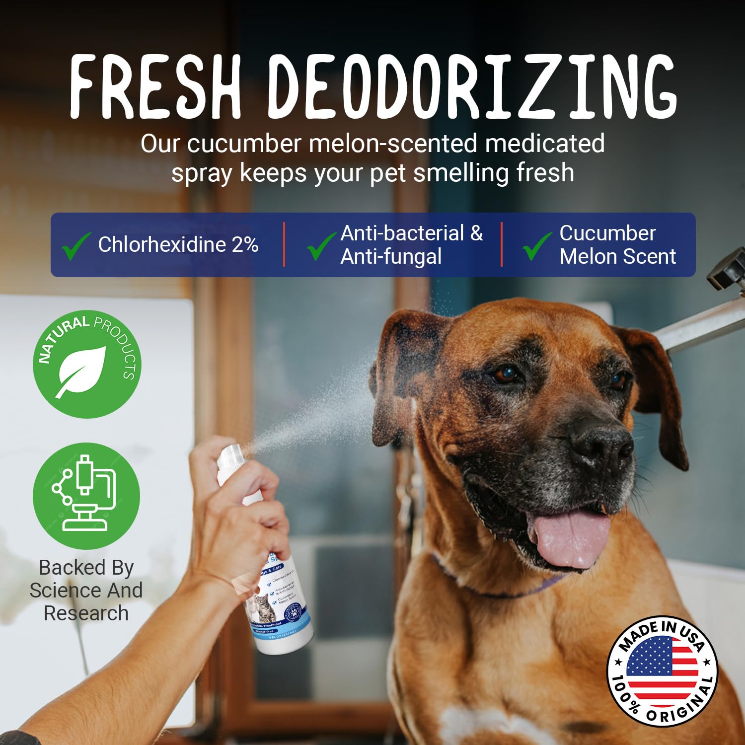Alpha Dog Series Chlorhexidine Spray (8 oz) – Easy-Apply Skin Relief – Soothes Hot Spots, Rashes in Dogs & Cats - Itch Relief – Lightly Scented