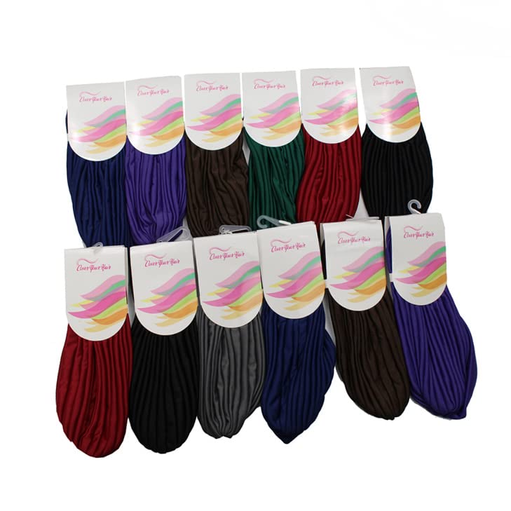 Dozen Pack- 12 Perfect Fit Dark Colored Beautiful Turbans