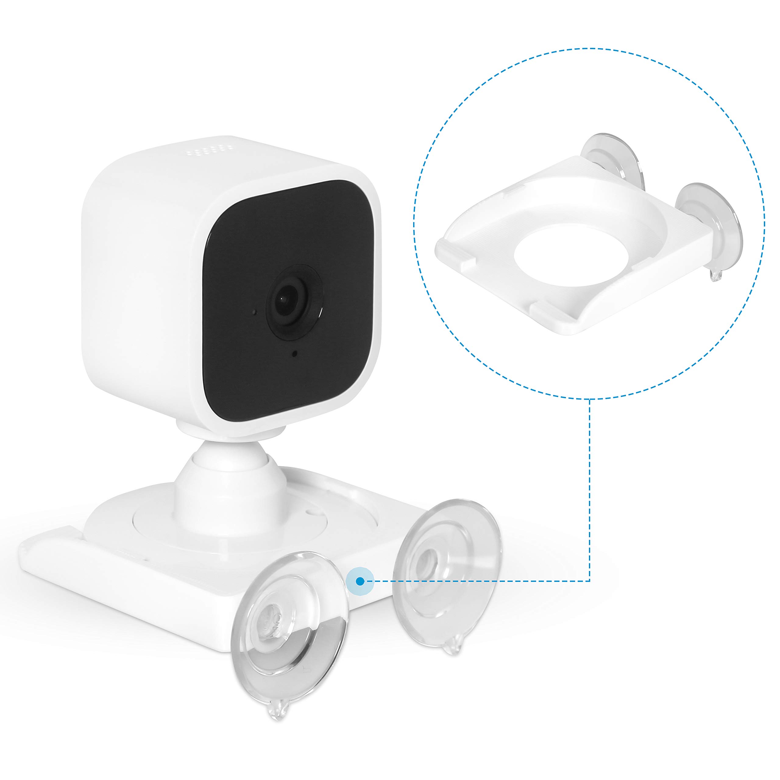 Blink Mini Compatible Secure Suction Mount Bracket with Dual Suction Cups Allows 360 Swivel ā Affixes to Stainless Steel, Window Glass, Mirror and Smooth Surfaces (1 Mount)