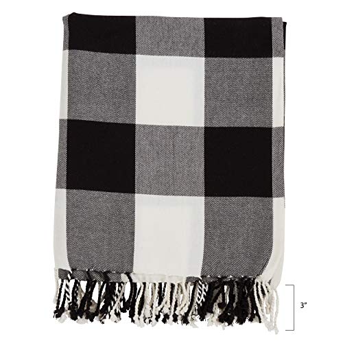SARO LIFESTYLE Sevan Collection Cotton Throw with Buffalo Plaid Design, Black