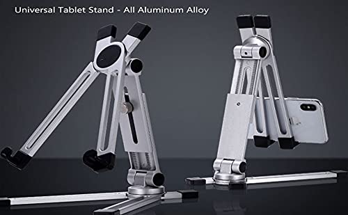 FUZADEL Portable Fold-Up Travel Stand Aluminum, Universal Tablet Stand Holder Foldable Multi-Angle Adjustable Stand for Tablet/Phone/Notebook/Tablet Holder for Surface Notebook Monitor Stand