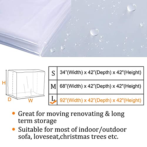 STARTWO Furniture Cover Plastic Couch Cover Heavy Duty Water Resistant Thick Clear | Sofa Slipover for Moving and Long Term Storage 42β(Width) x 92β(Depth) x 42"(Height)
