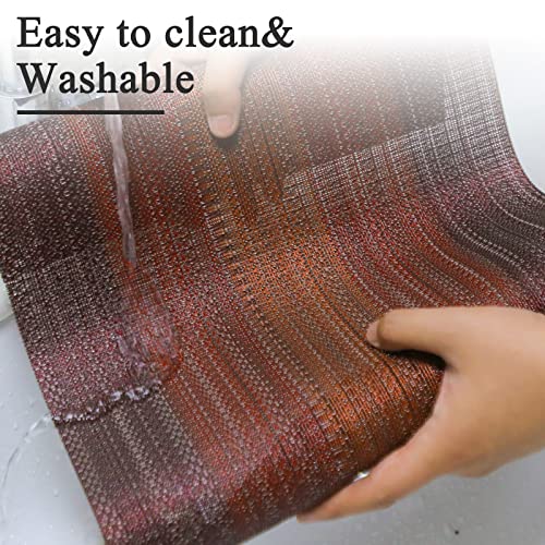 Pauwer Placemats Set of 6 Woven Placemats for Dining Table Indoor Outdoor Table Mats Heat Resistant Washable Vinyl Placemats for Kids, Red
