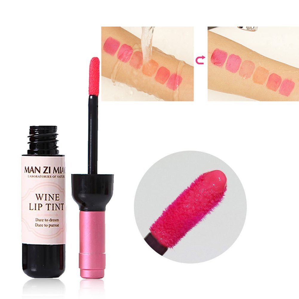 SOVONCARE MANZIMIAO 6 Colors Matte Liquid Lipstick, Wine Lip Tint Waterproof Natural Long Lasting Lip Gloss Mini Make Up Lip Sticks Wine Bottle