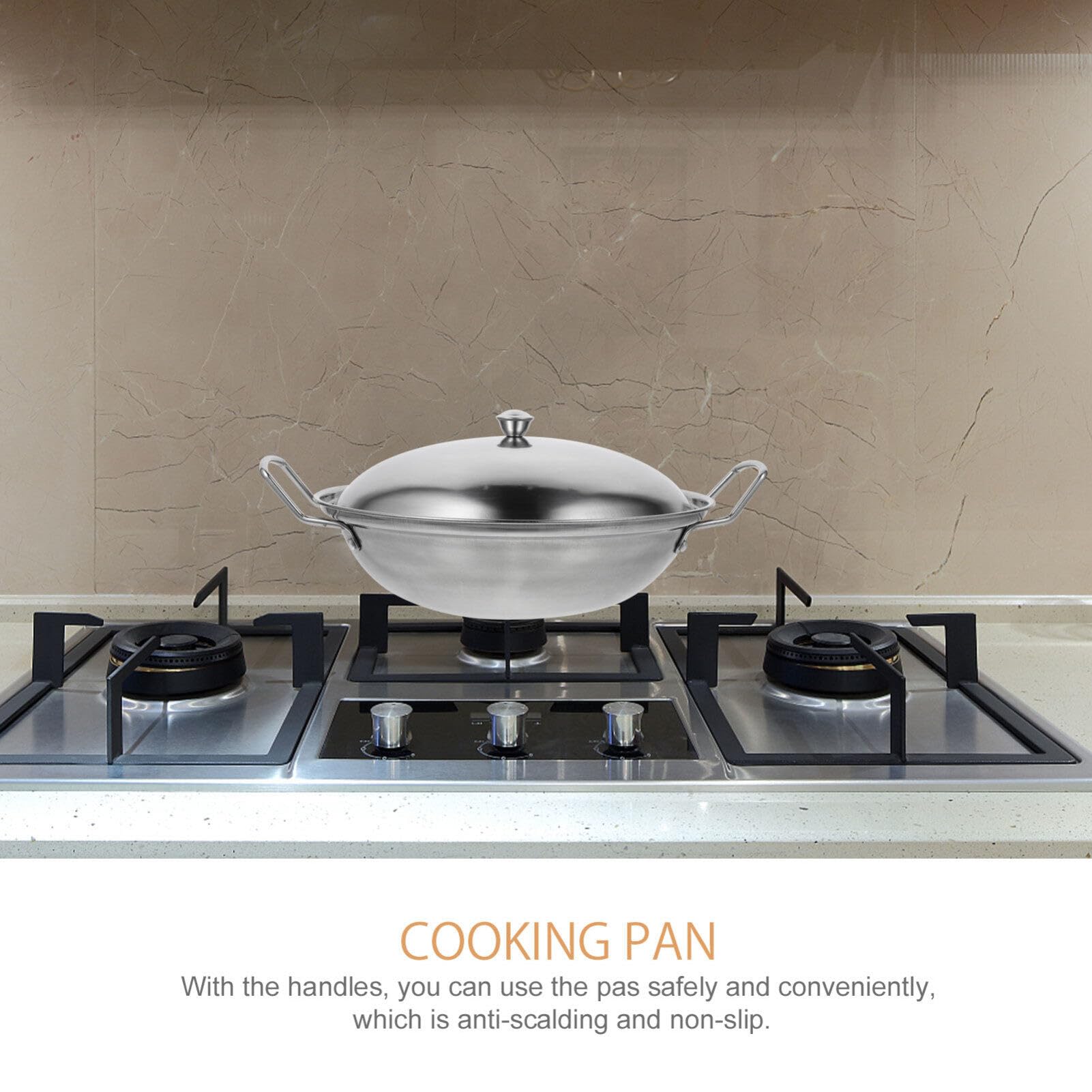 Anneome Stainless Steel Cooking Utensils 1 Set Pot Stove Pot with Lid Steak Stainless Steel Amphora Woks Pan