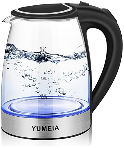 Glass Electric Kettle, Tea Kettle With LED Light,1200W 1.8L Cordless Portable Water Kettle Boiler Tea Pot With BPA-Free, Auto-Shutoff And Boil-Dry Protection Teapot,Stainless Steel Kettle Water Boiler