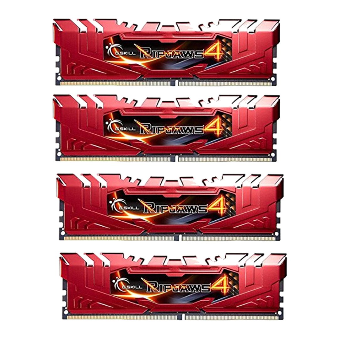 G Skill Ripjaws 4 F4-2666C15Q-32GRR 32GB Kit DDR4-2666 MHz Unbuffered Non-ECC Memory Modules with Heatspreader - Red