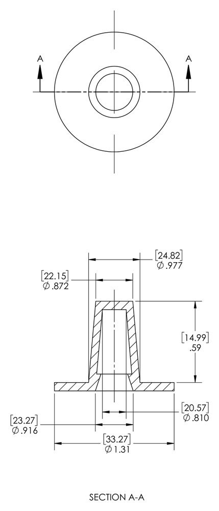 Caplugs 99394843 Plastic Tapered Cap and Plug with Wide Flange W-12, PE-LD, Cap OD 0.810" Plug ID 0.977", Red (Pack of 100)
