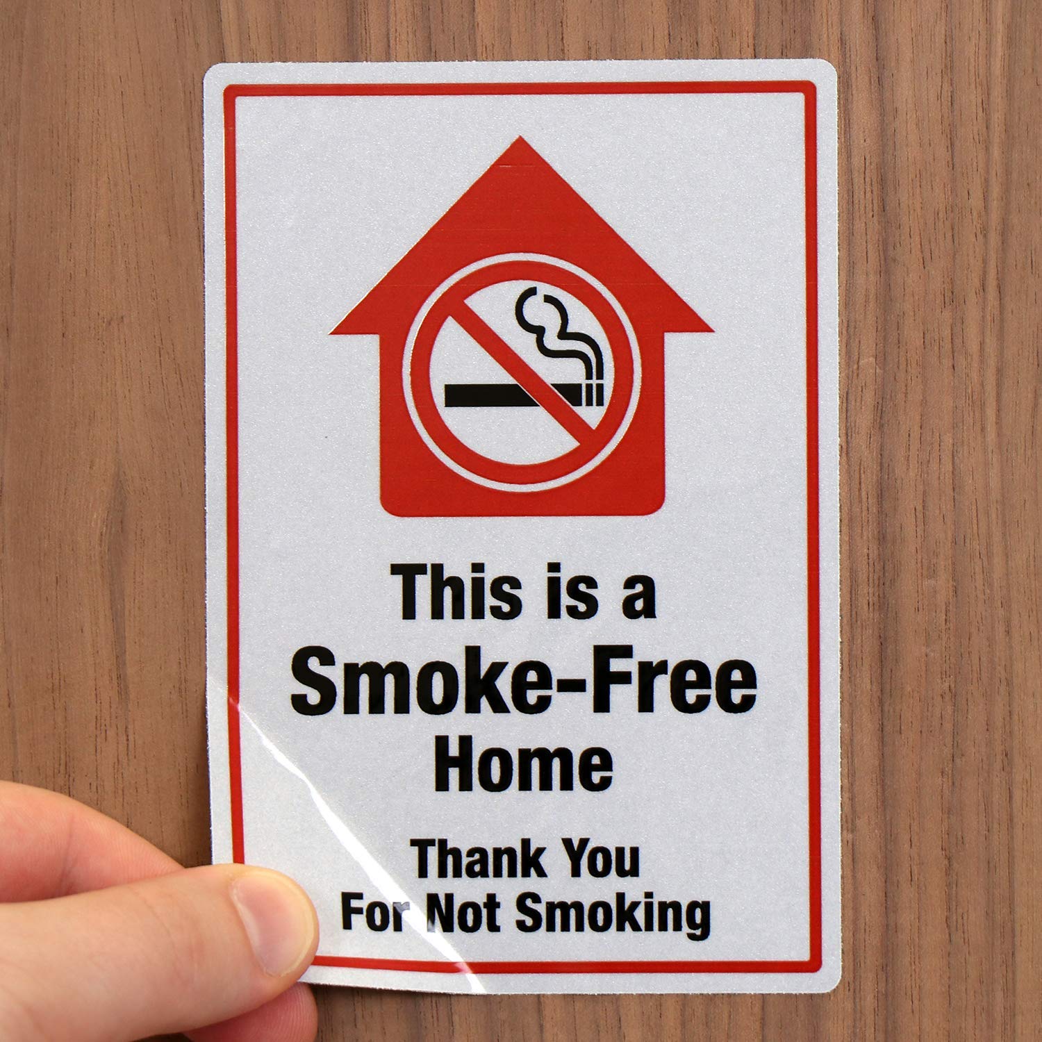 SmartSign This is A Smoke Free Home Stickers, Thank You for Not Smoking Decals | Pack of 3 EG Reflective Adhesive Decals/Labels/Stickers, Made in USA