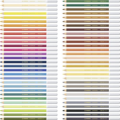 Chalk-Pastel Pencil - STABILO CarbOthello - Wooden Box of 60 - Assorted Colors with Sharpener and Eraser